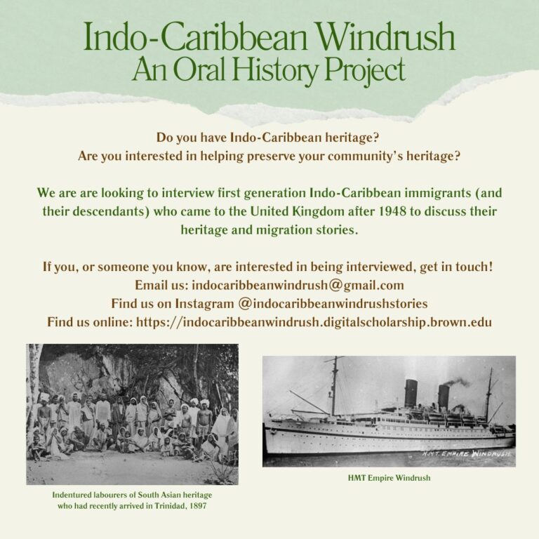Indo-Caribbean Windrush Oral History Project – Society for Caribbean ...